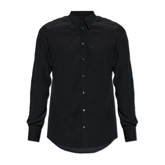 Dolce & Gabbana Homme, Chemises, Noir, Taille: 3XL Silk Shirt