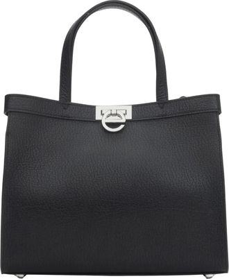 Estro & Luminara Femme, Sacs, Noir, Taille: ONE Size Sac fourre-tout en cuir avec d&eacute;tails argent&eacute;s