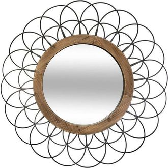 Atmosphera Miroir Fleur métal noir D90cm - Atmosphera créateur dintérieur