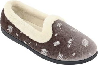 Jo & Joe Pantoufles en velours à enfiler avec col en fausse fourrure pour femme, gris, 41 EU