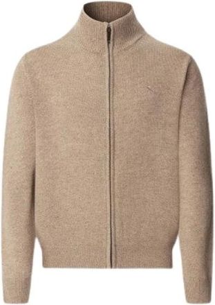 Hackett Cardigan zipp&eacute; en laine dagneau - Homme - Sweatshirts et sweats &agrave; capuche - Beige - Taille: XL