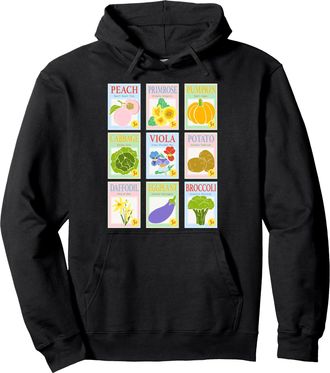 Trendy Apparel Peach Pumpkin Primrose Seed Packs Collage Pullover Hoodie