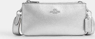 Coach Umh&auml;ngetasche Mit Doppeltem Rei&szlig;verschluss Aus Silber Metallic f&uuml;r Frauen in Grau | Nappaleder