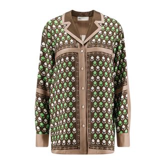 Tory Burch Bedrucktes Seiden-Bowling-Shirt - - Blouses & Shirts - Damen - Mehrfarbig - XS