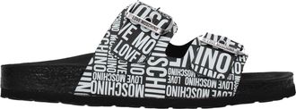 Love Moschino Pantoufles Et Sabots Femmes Cuir Noir/Blanc