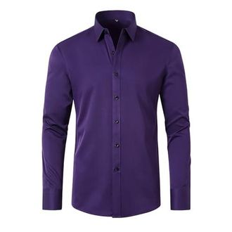 Generic Chemise habill&eacute;e &agrave; manches longues pour homme adulte - Coupe classique - Coupe formelle - Revers boutonn&eacute; - Coupe droite - Pour le travail et le burea