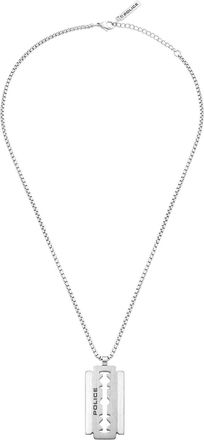 Police RAZORBLADE Halskette für Herren aus Edelstahl mit Rasierklingen-Anhänger in der Farbe Silber und Karabinerverschluss Größe: 55 cm, PEAGN0005501