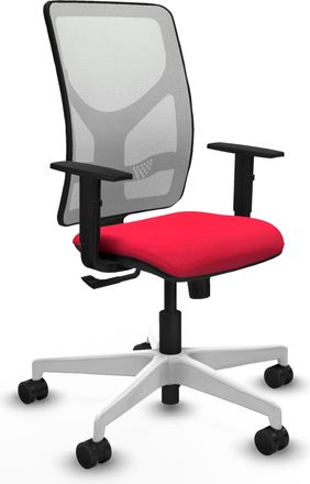 Piqueras y Crespo Roter Schreibtischstuhl mit 1D-Armen, h&ouml;henverstellbare Lendenwirbelst&uuml;tze, ausgestattet mit 3 Positionen und Schneidschaum, Wei&szlig;/Rot