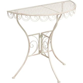 Beliani Beliani - Table de Bistrot de Jardin Vintage en M&eacute;tal 80 x 36 cm Cadre en Fer Beige Clair Juina
