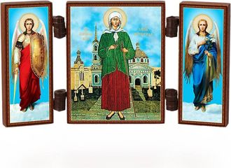 NKlaus Xenia Von St. Petesburg - Christliche Ikone Triptychon - Ksenija Peterburgskaja - kleine haus Altar holz 36158
