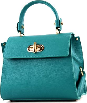 modamoda.de T182 - ital. Damen Henkeltasche Klein Leder, Farbe:T&uuml;rkis_1