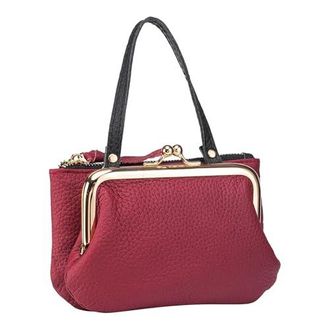 Generic Sac &agrave; main &agrave; langer en cuir synth&eacute;tique double couche avec serrure &agrave; baiser pour femme, rouge vin, 155.00x100.00x35.00mm, Mode