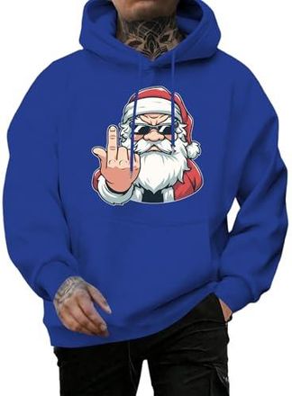 Generic Sweat &agrave; capuche graphique pour homme, imprim&eacute; P&egrave;re No&euml;l - Sweat &agrave; capuche &agrave; manches longues pour lautomne, bleu, XL