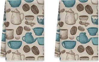 Generic Kaffeetassen-Küchentücher, rustikale Vintage-Teekanne, Kaffeebohnen, Türkis, schnell trocknend, Geschirrtücher zum Trocknen von Geschirr, Kochutensili