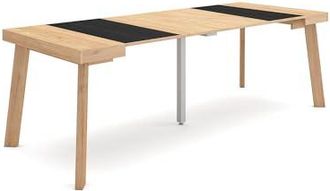 Skraut Home | Ausziehbarertisch | Multifunktionaler ausziehbarer | 220 | F&uuml;r 10 G&auml;ste | H&ouml;lzerne Beine | Moderner Stil | Eiche Schwarz