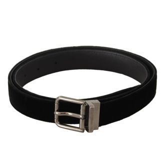 Dolce & Gabbana Classic Velvet Logo Engraved Metal Buckle Belt - - Accessories - Herren - Schwarzk - ONE SIZE