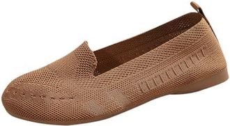 Generic Chaussures plates en tricot respirant pour femme - Couleur unie - L&eacute;g&egrave;res - Classiques - Confortables - D&eacute;contract&eacute;es - Chaussures de marche, de trava