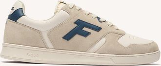 Faguo Baskets en cuir beige et bleu