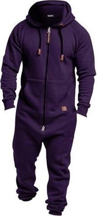 Generic riou Survêtement original pour homme, sweat à capuche, combinaison pour course à pied, travail jumpsuit à manches longues avec fermeture éclair pour a