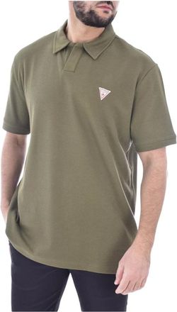 Guess Polo en coton textur&eacute; - Homme - Tops - Vert - Taille: M