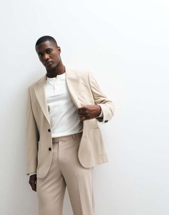 Asos FlexMax - Veste de costume ajust&eacute;e - Taupe-Neutral