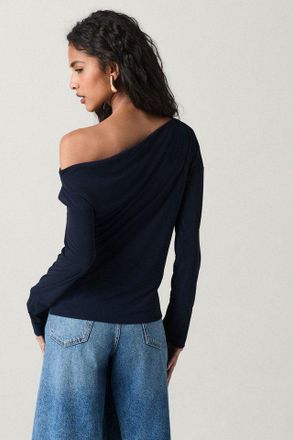 Next Langarmbluse Schulterfreies Jersey-Oberteil mit Drapierung (1-tlg)
