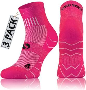 Sesto Senso Chaussettes Sport Colorées en Coton Femme Homme Lot de 3 Paires 35-38 Rose