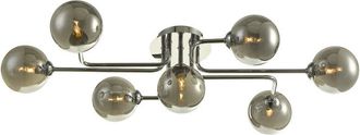 D&auml;r Lighting DAR REYNA - Plafonnier Semi Plafonnier Chrome Poli Avec Verre Fum&eacute;, 7x G9