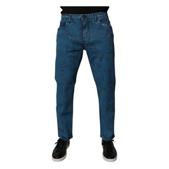 Dolce & Gabbana Blaue Skinny-Jeans mit Batikmuster - - Jeans - Herren - Blau - M