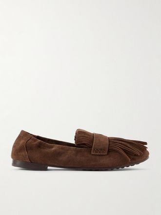 Tory Burch Mocassins En Daim À Franges - Marron