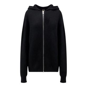 Rick Owens Kapuzenpullover mit durchgehendem Rei&szlig;verschluss aus gerippter Schurwolle - - Sweatshirts & Hoodies - Herren - Schwarzk - M