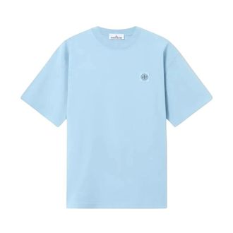Stone Island Homme, Tops, Bleu, Taille: M T-shirt en jersey de coton peign&eacute;