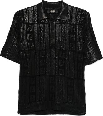 Fendi Gestricktes Poloshirt - Schwarz