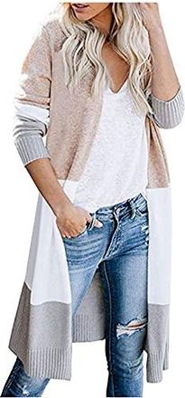Generic Cardigan long pour femme avec poches, cardigan confortable et chaud en tricot &agrave; manches longues, manteaux ouverts sur le devant, cardigan tendance &agrave; r
