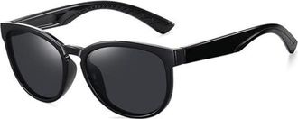 Generic Lunettes De Soleil &Agrave; Monture Ronde For Hommes Et Femmes, Verres De Soleil Polaris&eacute;s De Vacances(Black)