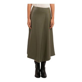 HUGO BOSS Jupe en similicuir avec d&eacute;tail volant&eacute; - Femme - Jupes - Vert - Taille: 36 FR
