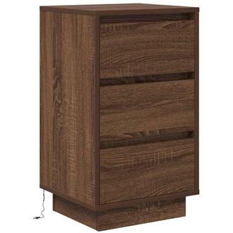 vidaXL Nachttisch mit LED-Leuchten Braun Eichen-Optik 38x34x65 cm - Vidaxl