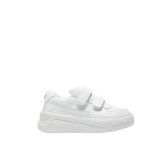 Acne Studios Wei&szlig;e Leder-Klett-Sneaker mit Gesichtsdetail - - Shoes - Damen - Wei&szlig; - 44 EU