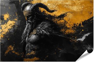 Islandburner XXL Bild Poster Goldener Wikinger im Kampfgeist Premium Bilder Fotodruck
