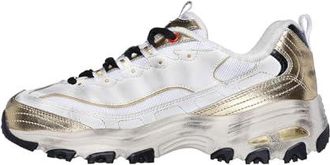 Skechers Femme DLites Vintage Vision Basket, White Leather/Multi Trim, 37 EU