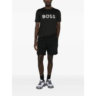 HUGO BOSS Logo-Print Cotton T-Shirt - Black