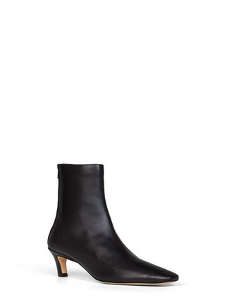 Toteme Lambskin Leather Squared-Toe Ankle Boot - Black