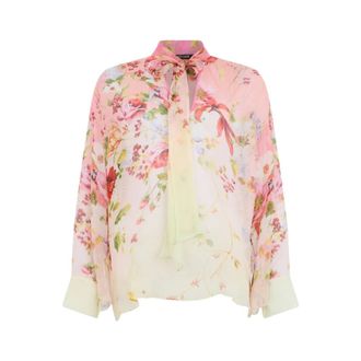 Roberto Cavalli Chiffon-Bluse mit Miami-Blumenmuster - - Blouses & Shirts - Damen - Mehrfarbig - S