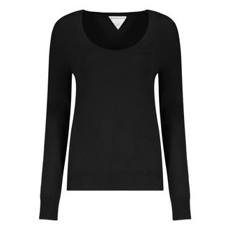 Bottega Veneta Kaschmir-Rundhalspullover mit Rippdetails - - Knitwear - Damen - Schwarzk - XS