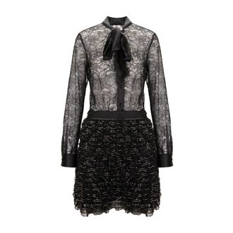 Elisabetta Franchi Femme, Robes, Noir, Taille: 40 FR Robe Duchesse et Tulle avec Strass