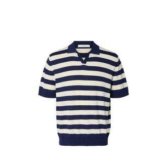 Selected Polo manches courtes ray&eacute; en coton
