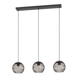 Eglo H&auml;ngelampe Almanzora, 3-flammige Pendelleuchte, Esstisch H&auml;ngeleuchte aus Metall in Schwarz und Kupfer, Esszimmerlampe h&auml;ngend, E27 Fassung, 90 cm