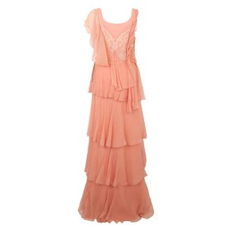 Alberta Ferretti Langes Fischerei-Kleid mit R&uuml;schendesign - - Dresses - Damen - Rosa - M