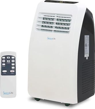 SereneLife Climatiseur Mobile Silencieux,7K BTU, Climatiseur Portable 3-en-1 avec Fonction Déshumidificateur Intégrée, Mode Ventilateur, Télécommande, Kit dÉvacu