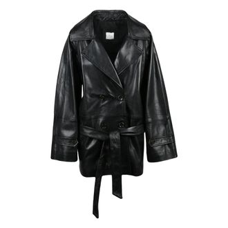 Alysi Femme, Vestes, Noir, Taille: 40 FR Trench en cuir